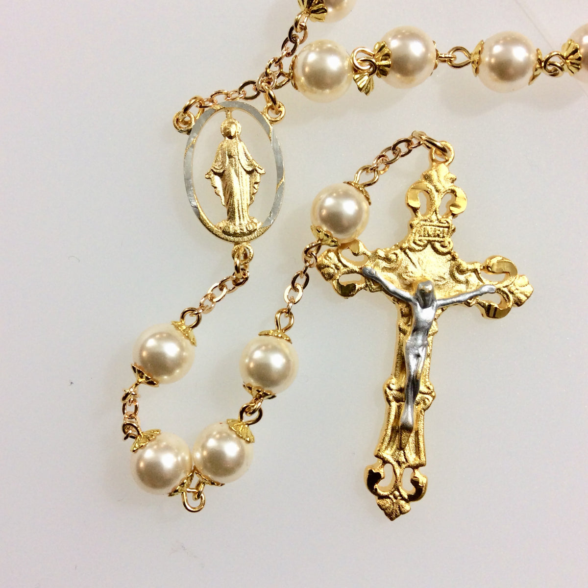Swarovski Pearl Gold Two-Tone Rosary – Cotton Patch Boutique